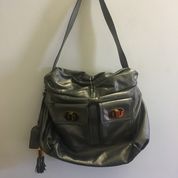 Badgley Mischka | Bags | Badgley Mischka Grey Gold Purse | Poshmark
